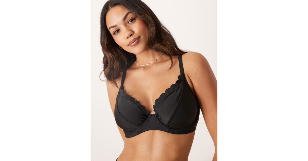 Peek & Beau Fuller Bust Scallop Underwire Bikini Top in Black | Lyst