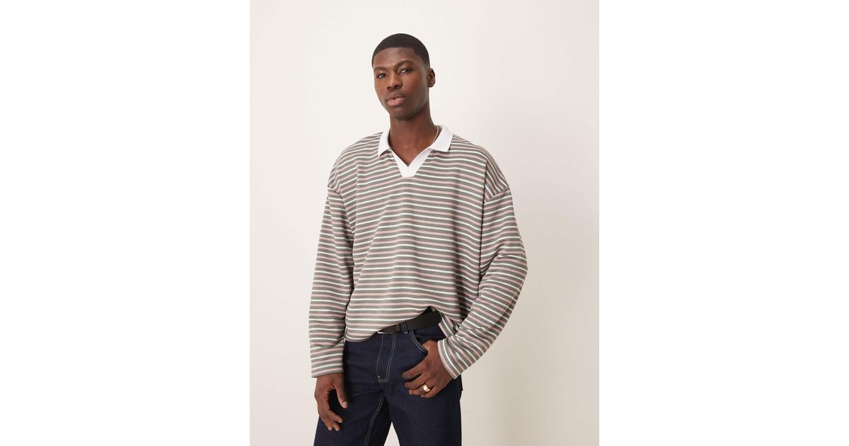 ASOS Oversized Boxy Polo T-shirt in Natural for Men | Lyst