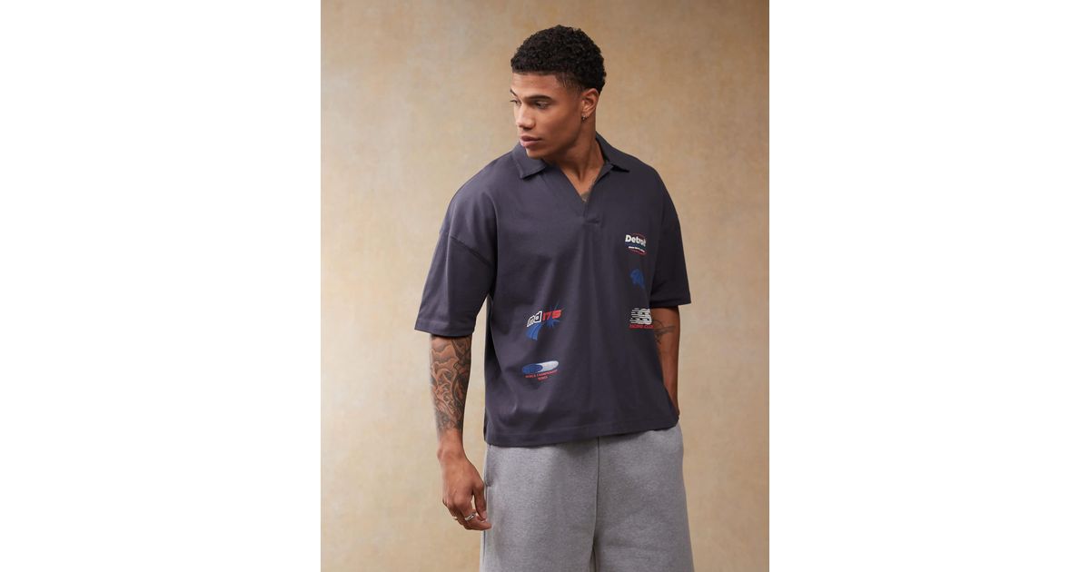 ASOS Boxy Oversized Polo With Dropped Shoulder And Multiplacement Sport ...