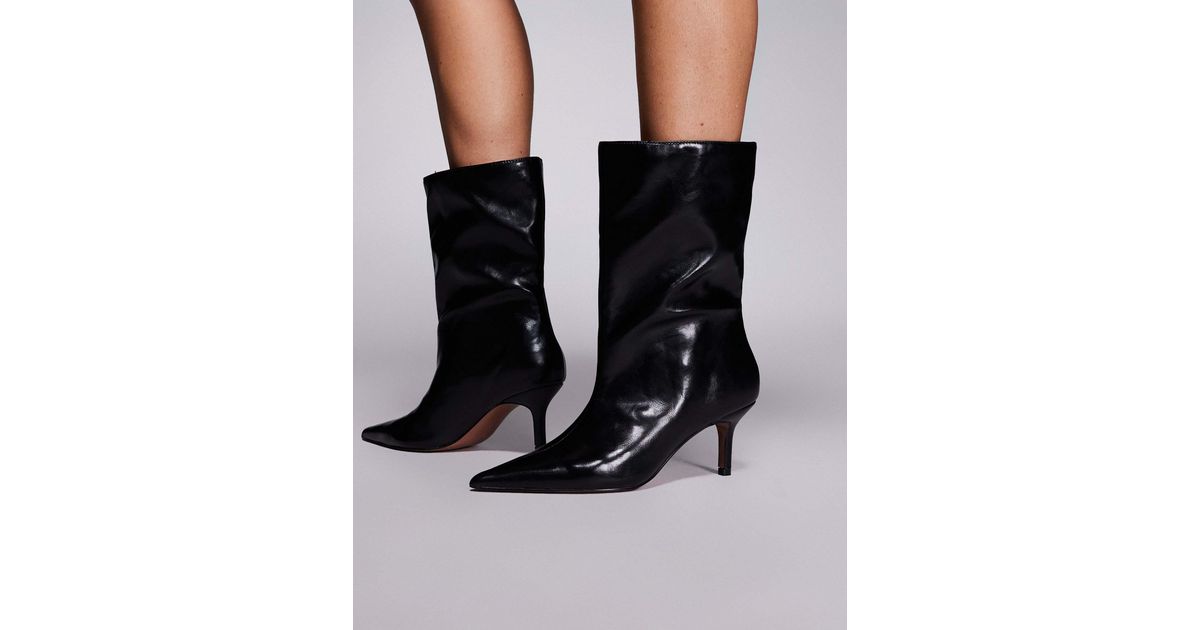 ASOS Candi Wide Leg Pull On Boots in Black | Lyst