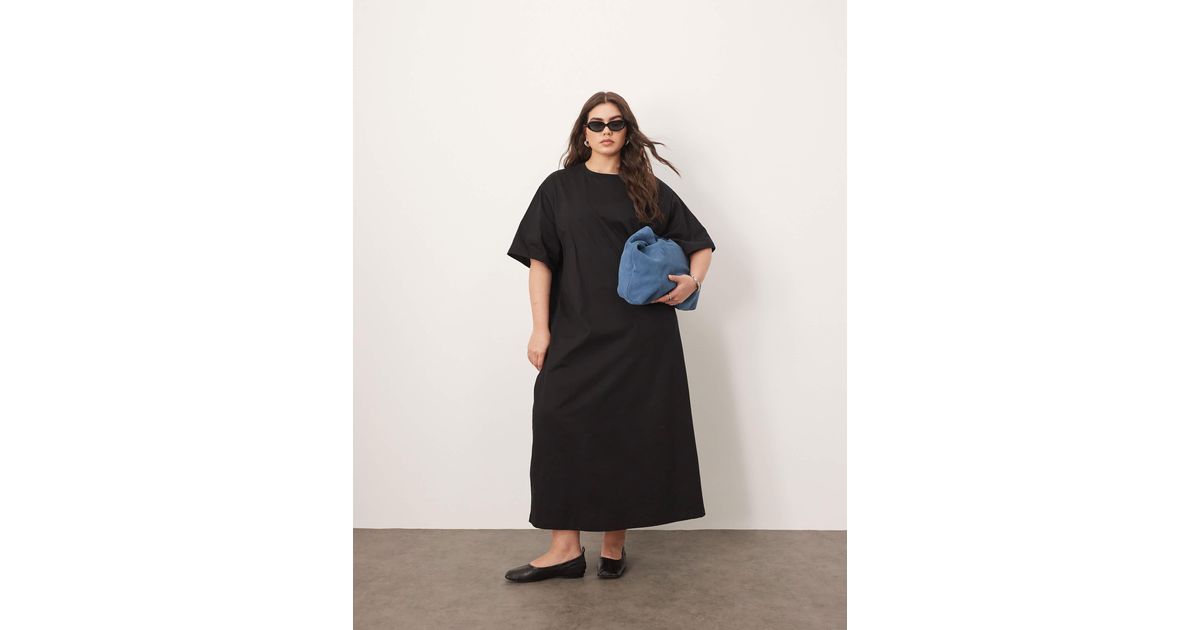 ARRANGE Curve Premium Heavyweight T Shirt Midi Dress in Black | Lyst