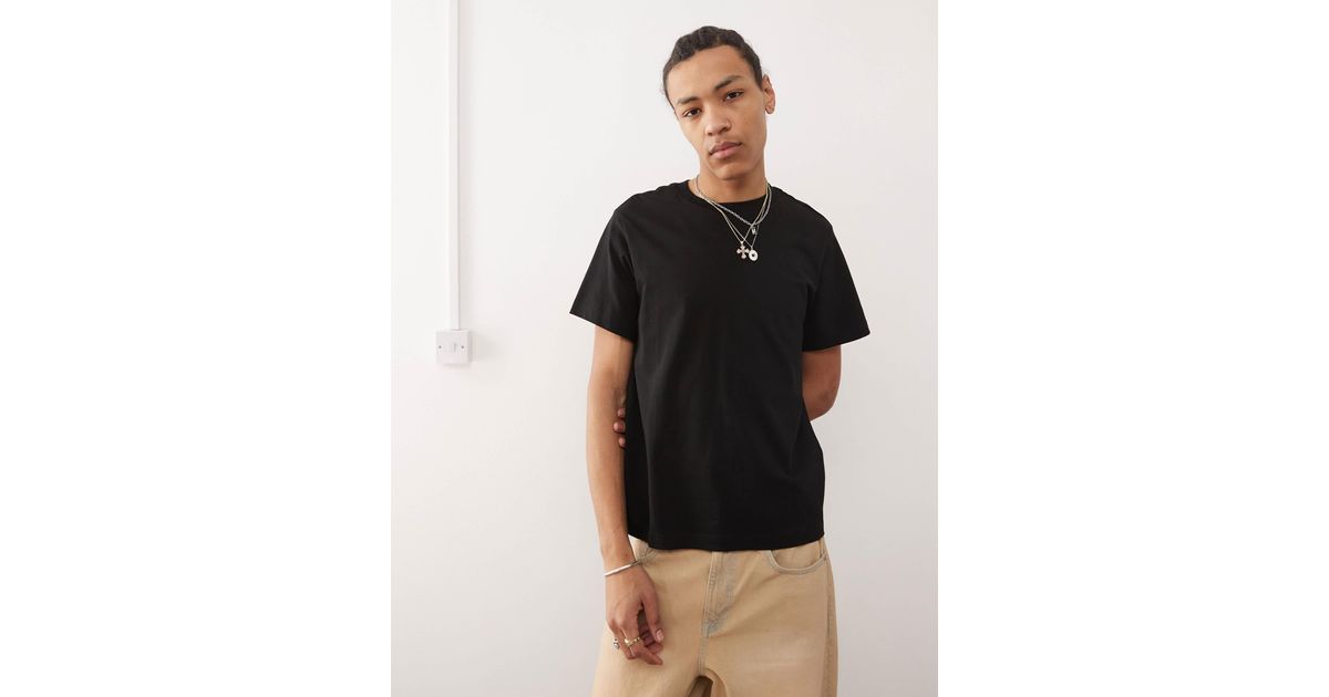 Weekday Boxy Fit Heavy Weight Jersey T-shirt in Black for Men | Lyst