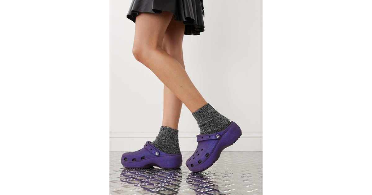 Crocs™ Glitter Platform Slip-On Clogs in Purple | Lyst UK