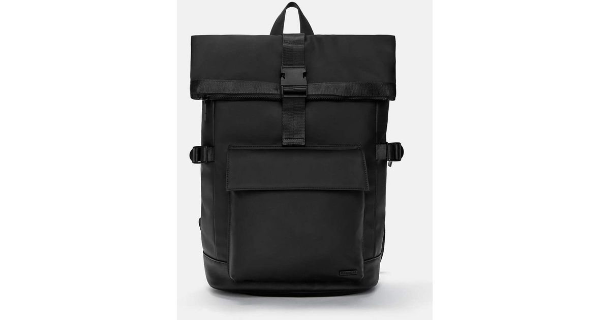 Pull&Bear Rubberized Backpack in Black for Men | Lyst UK