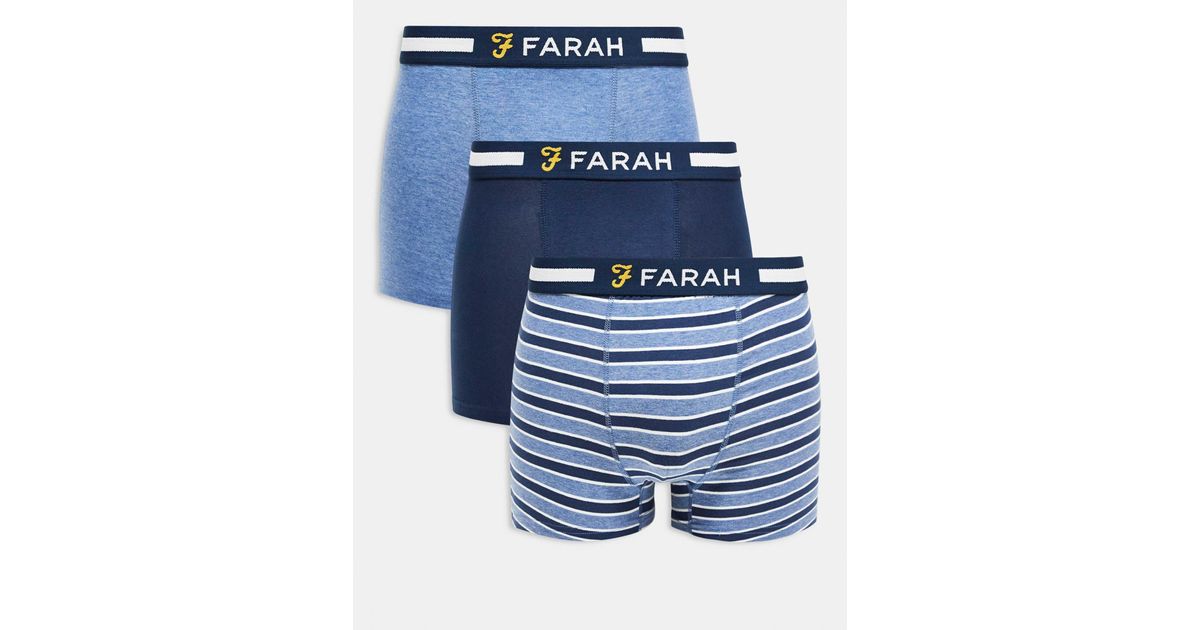 Farah 3 Pack Rexxo Boxers in Blue for Men | Lyst