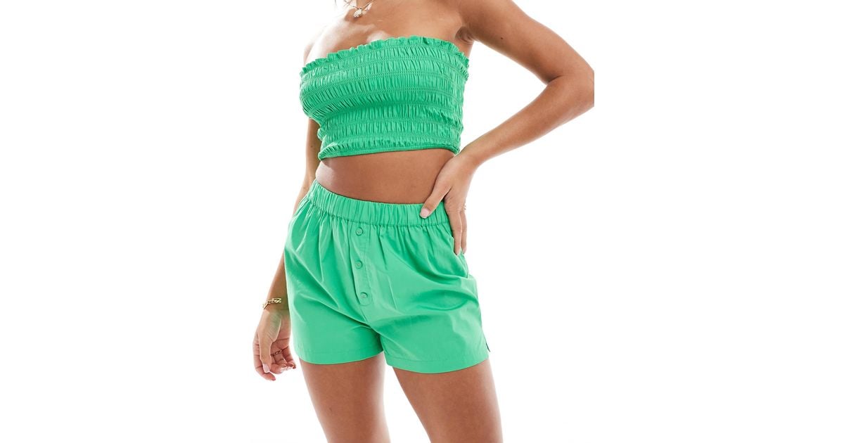 ASOS Kaye Cotton Beach Boxer Short in Green | Lyst UK