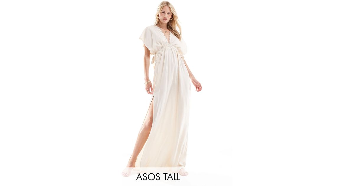 ASOS Tall Faye Flutter Sleeve Maxi Beach Dress With Tie Detail in ...