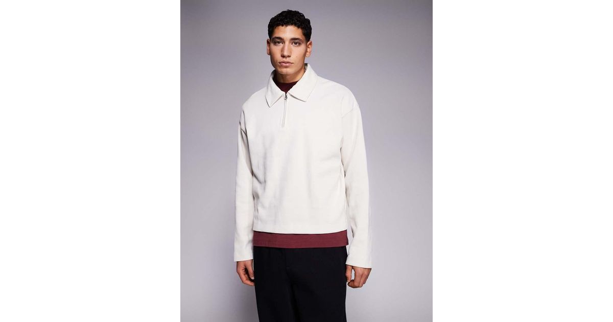 ADPT Collared Quarter Zip Sweat in White for Men | Lyst UK
