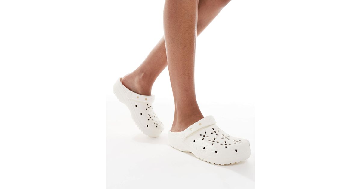 Crocs™ Classic Floral Cut Out Clogs in White | Lyst