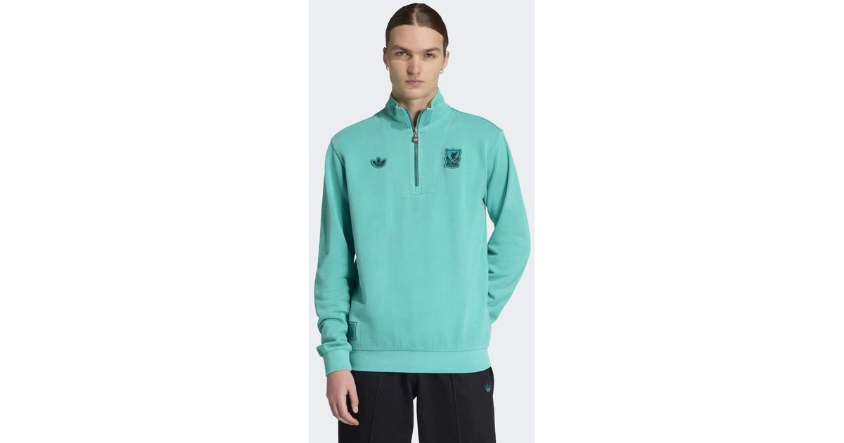 adidas Originals Liverpool Fc Terrace Icons Half-Zip Top in Green for ...
