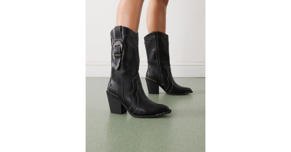 Buffalo West Buckle Boot in Black | Lyst