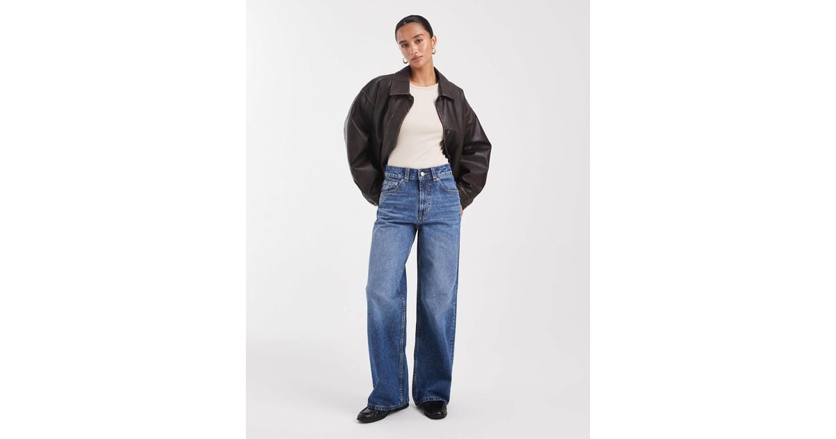 ASOS Asos Design Petite Wide Leg Dad Jean in Blue | Lyst