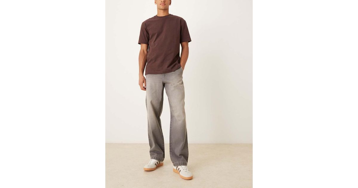 ASOS baggy Jeans in Natural for Men | Lyst UK