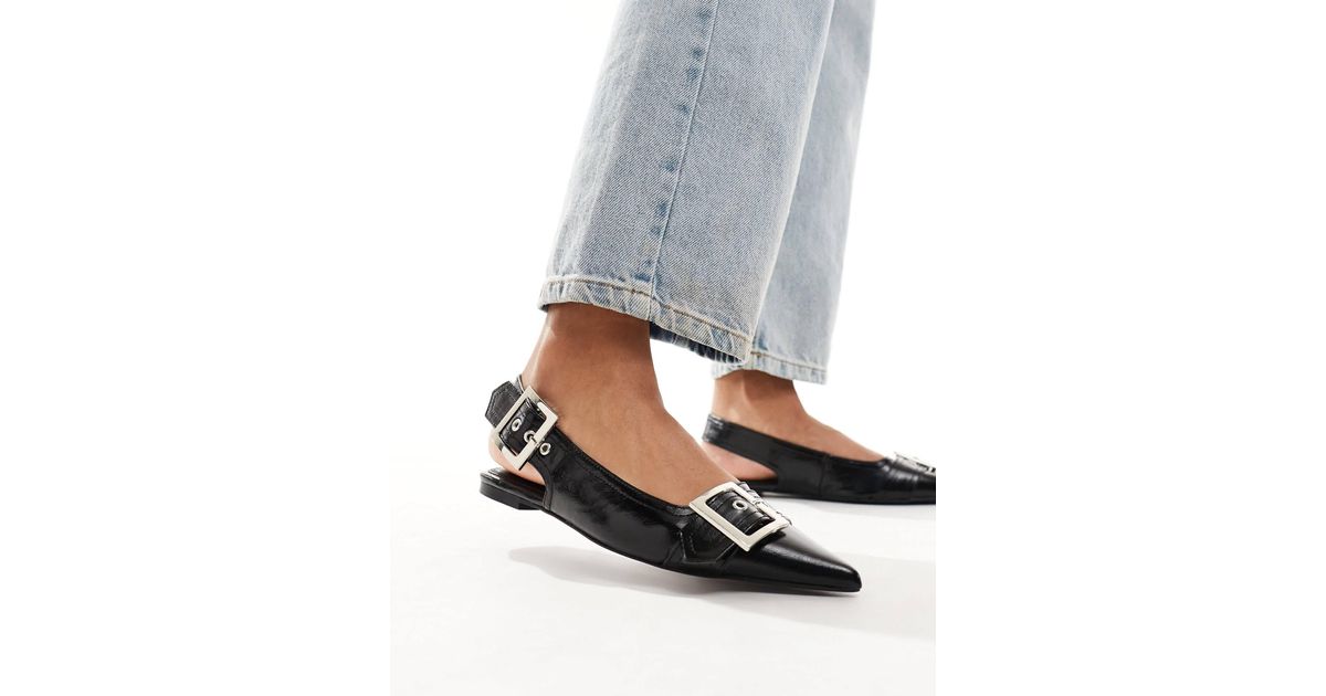 ASOS Wide Fit Legion Buckle Ballet in Gray | Lyst