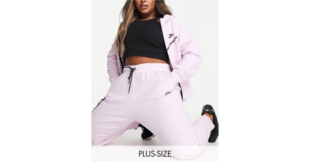 Nike Tech Fleece Plus High Rise Trackies In Pink Lyst Uk