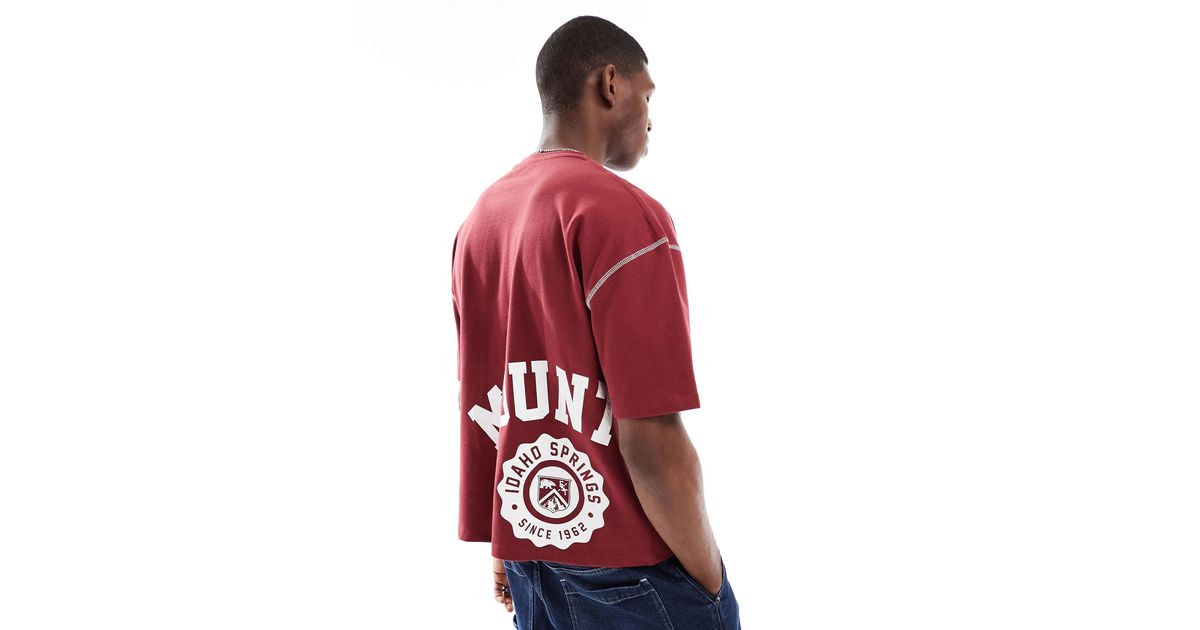 ASOS Heavyweight Boxy Oversized T-shirt With Sport Graphic in Red for Men | Lyst
