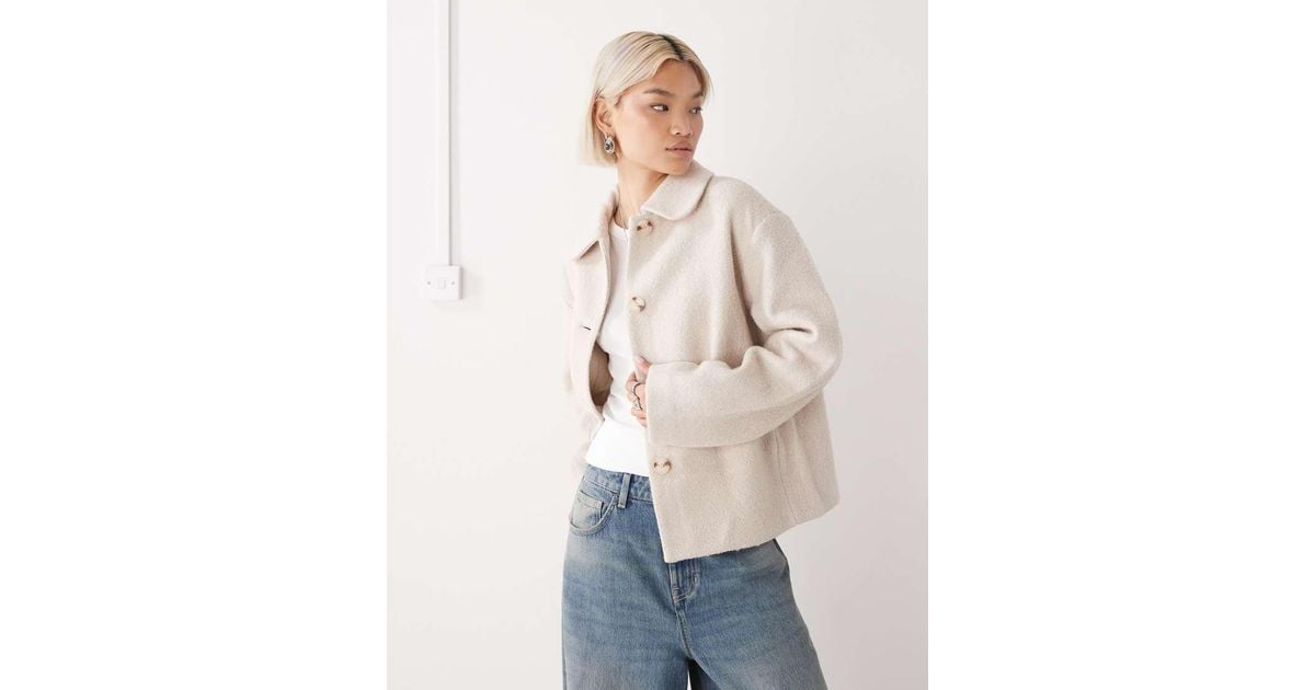 Monki Coat in Natural | Lyst UK