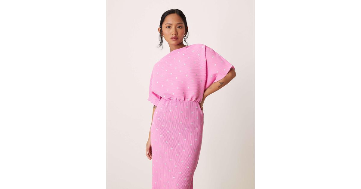 Never Fully Dressed Petite Tilly Off Shoulder Plisse Maxi Dress in Pink ...