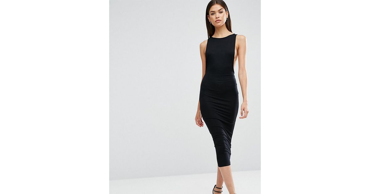 ASOS Low Armhole Midi Dress in Black | Lyst