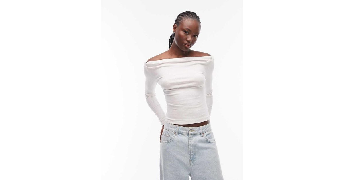 ASOS Boat Neck Long Sleeve With Binding Detail in White | Lyst UK