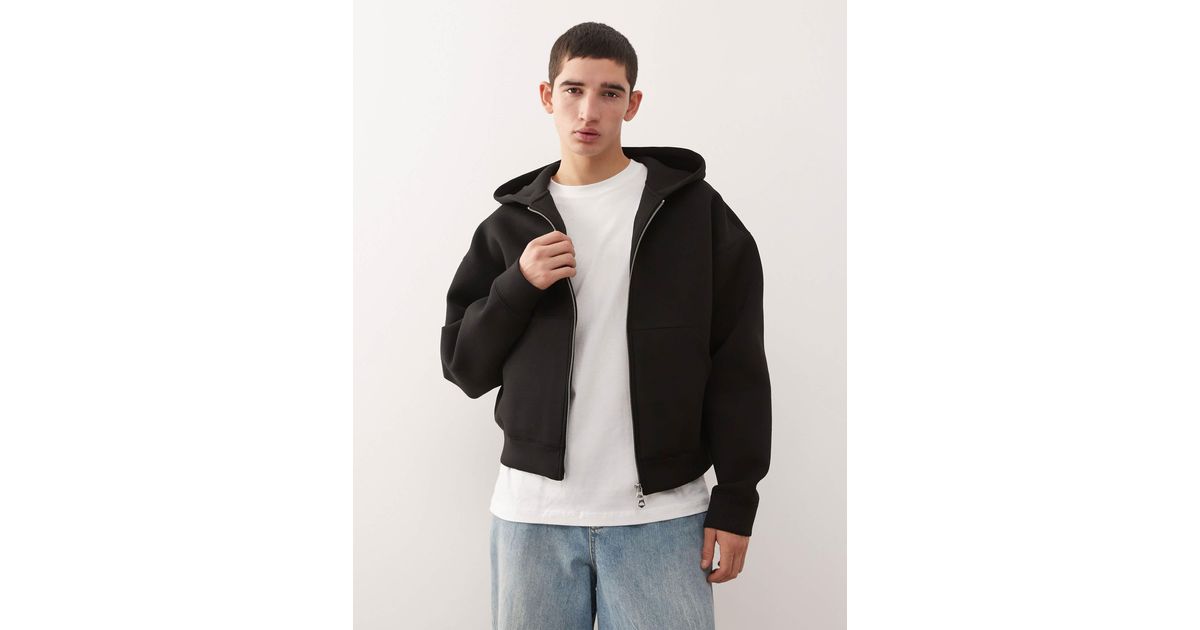 Weekday Simon Zip Through Hoodie in Black for Men | Lyst