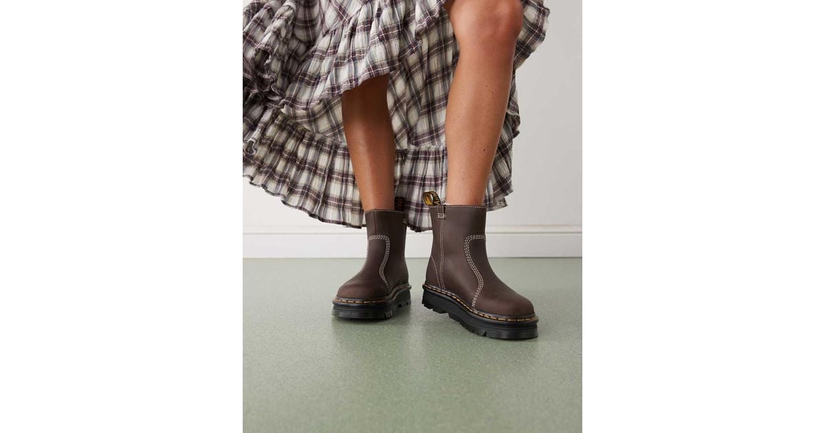 Dr. Martens Zebzag Rigger Boot With Contrast Stitching in Brown | Lyst UK