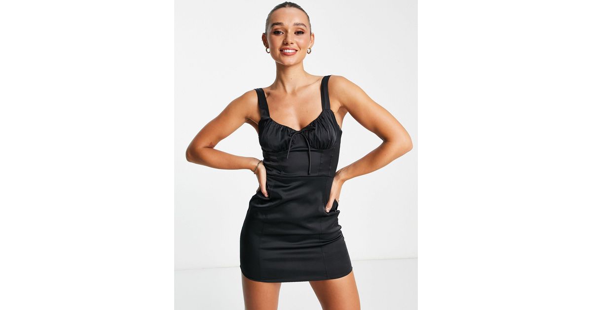 Bershka Corset Detail Ruched Bust Mini Dress In Black Lyst Uk