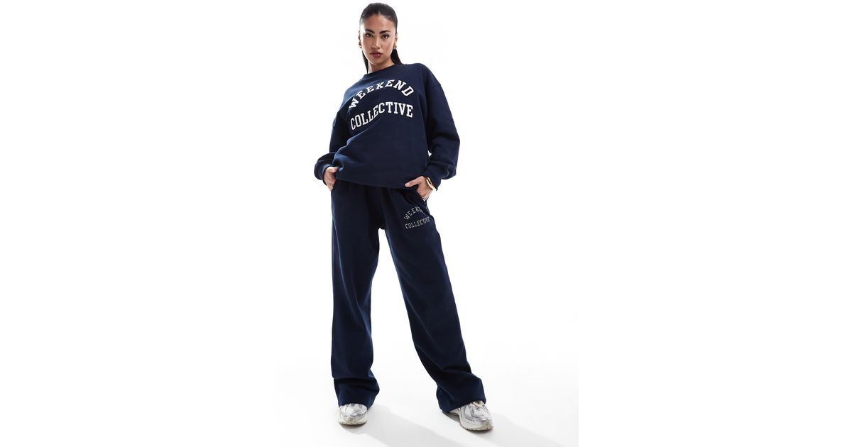 ASOS Asos Design Weekend Collective Oversized Sweatpants With Varsity ...