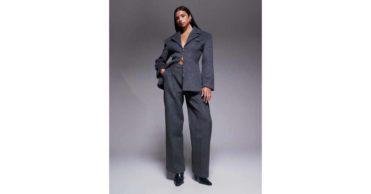 Wanderdoll Wander Doll Hansa Wool Blend Tailored Wide Leg Pants in Blue ...