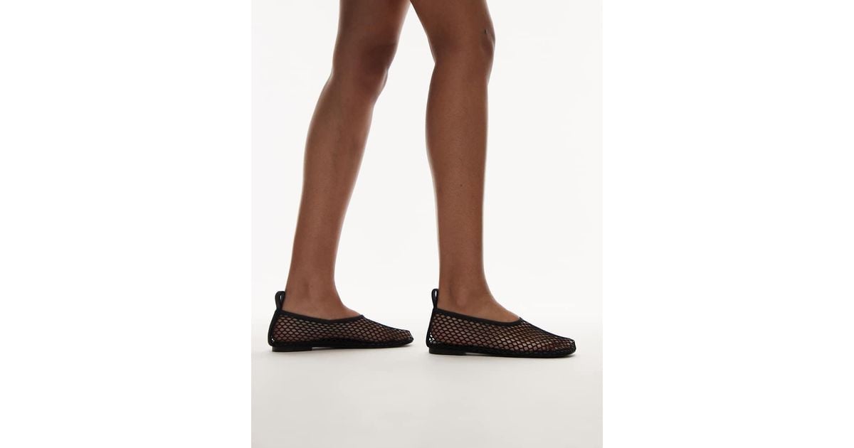 ARKET Mesh Square Shaped Toe Ballet Flat in Brown | Lyst UK