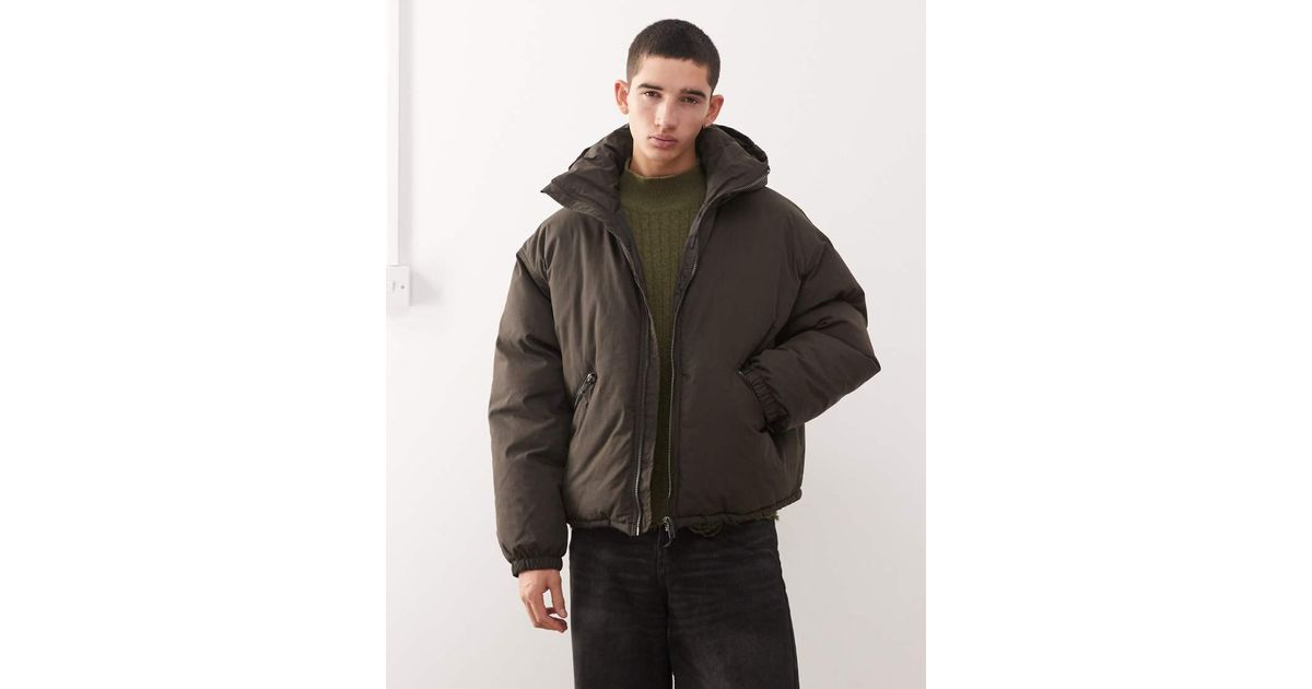 Weekday Floyd Puffer Bomber Jacket in Black for Men | Lyst UK