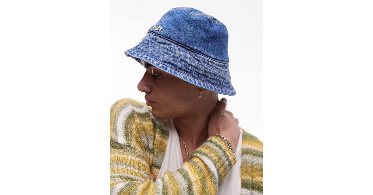 Lacoste Denim Bucket Hat in Blue for Men | Lyst