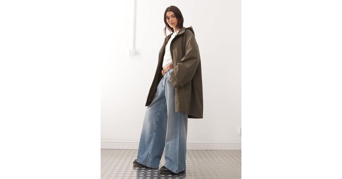 Weekday Oversized Parka Coat With Detachable Lining And Faux Fur Hood ...