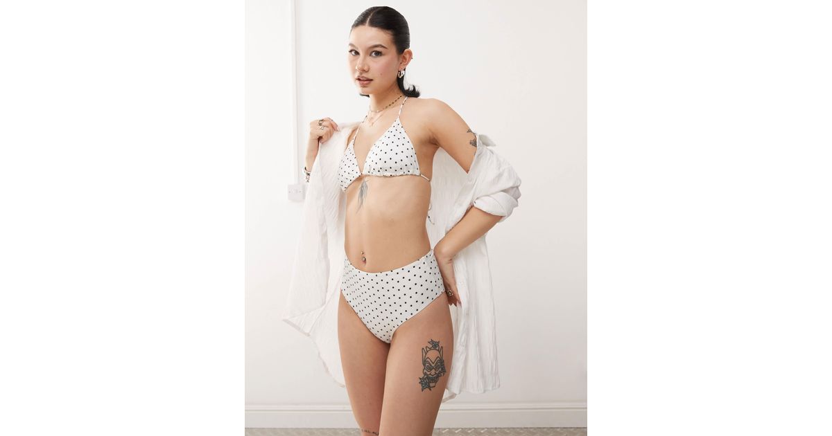 Monki Mix And Match High Waist Bikini Bottom in Natural | Lyst