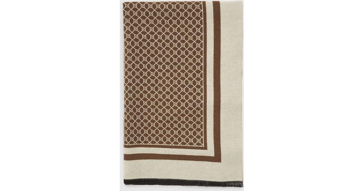 River Island Monogram Print Scarf in Natural | Lyst UK