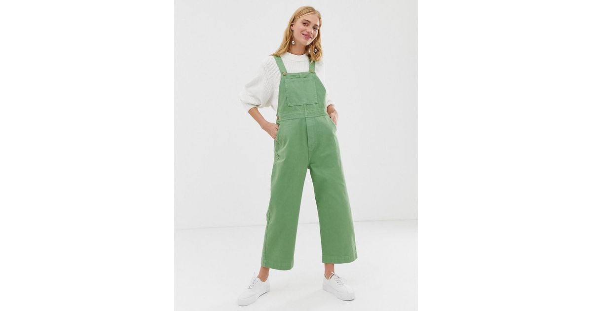 Monki Denim Overall In Light Green | Lyst