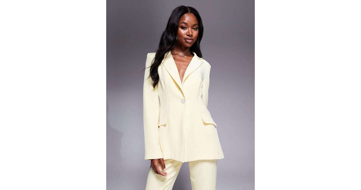 ASOS Co-ord Single Breasted Tailored Suit Blazer in Natural | Lyst