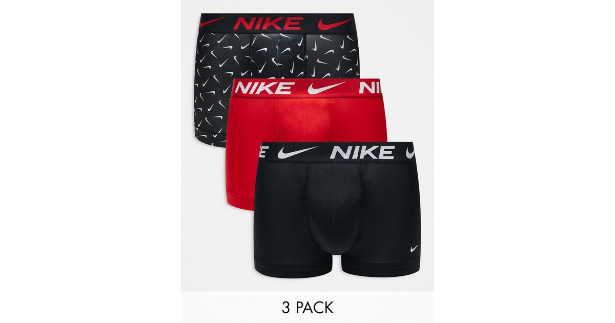 Nike Essential Microfiber 3 Pack Trunk in Red for Men | Lyst