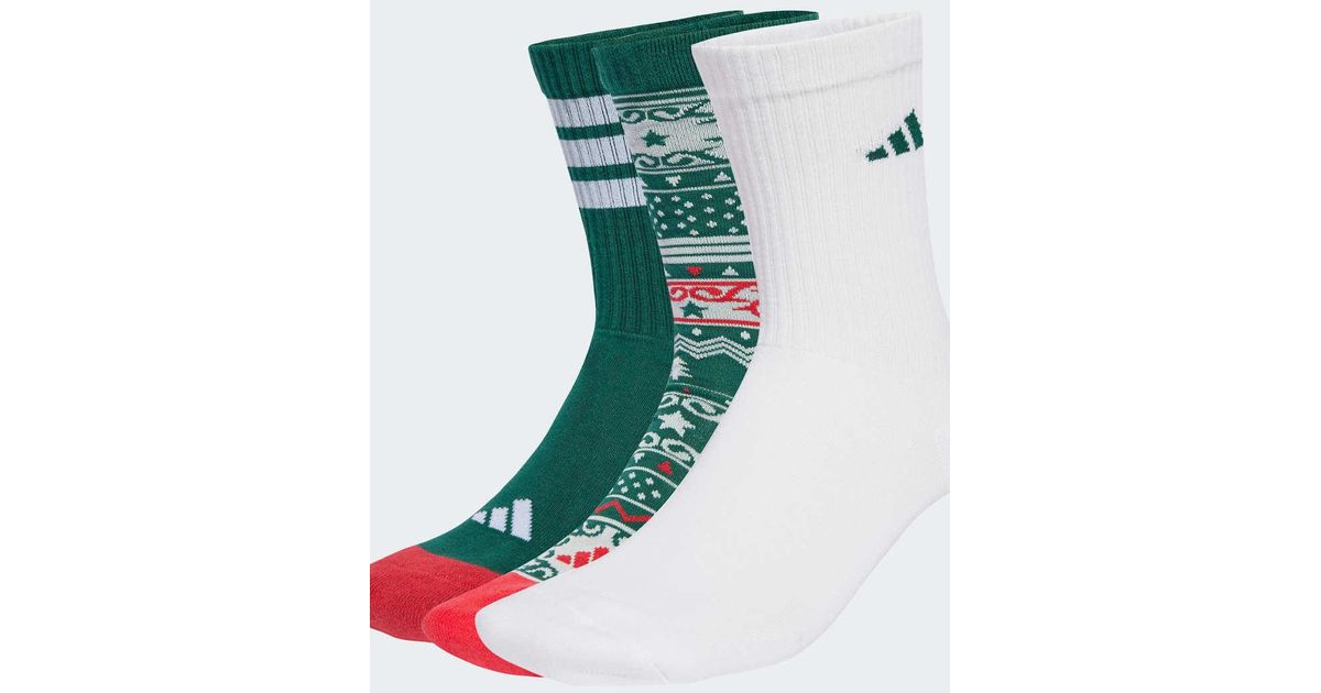 adidas Originals Adidas Christmas Graphic Crew Sock 3Pair Pack in Green ...
