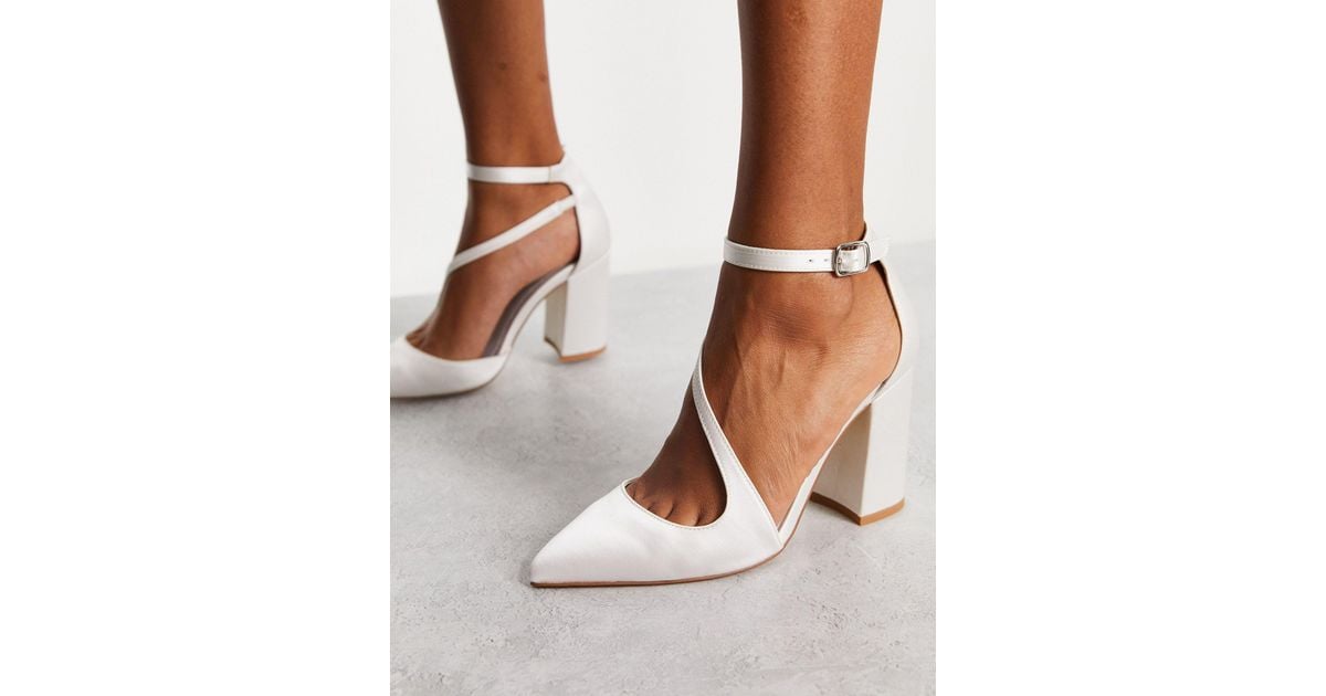 London Rebel Pointed Block Heel Shoes in Brown | Lyst