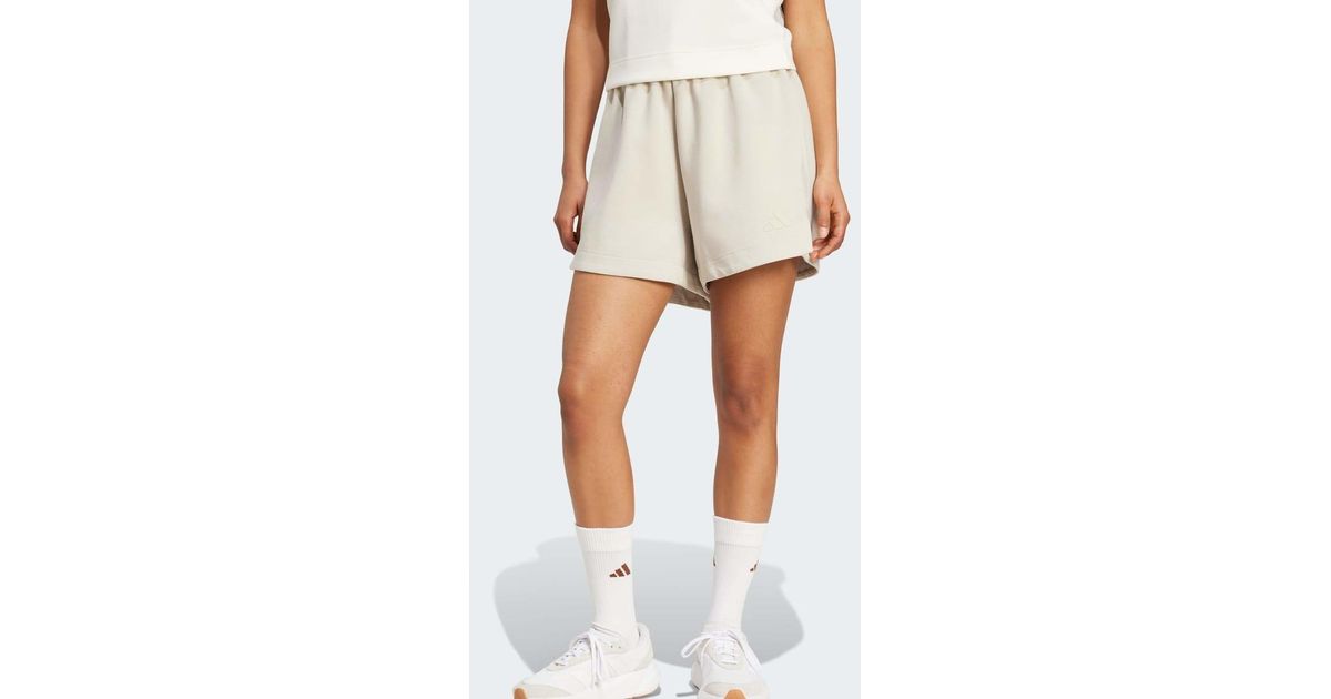 adidas Originals Soft Lux Loose Shorts in Natural | Lyst UK