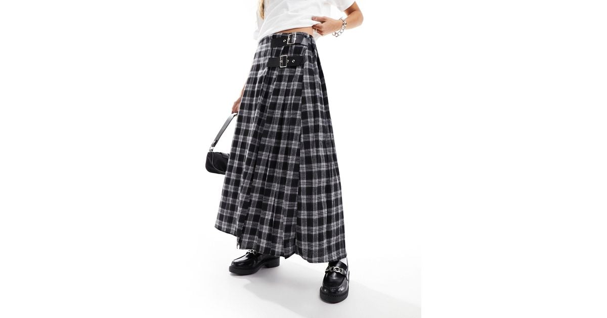 Collusion Maxi Kilt Skirt in Black | Lyst