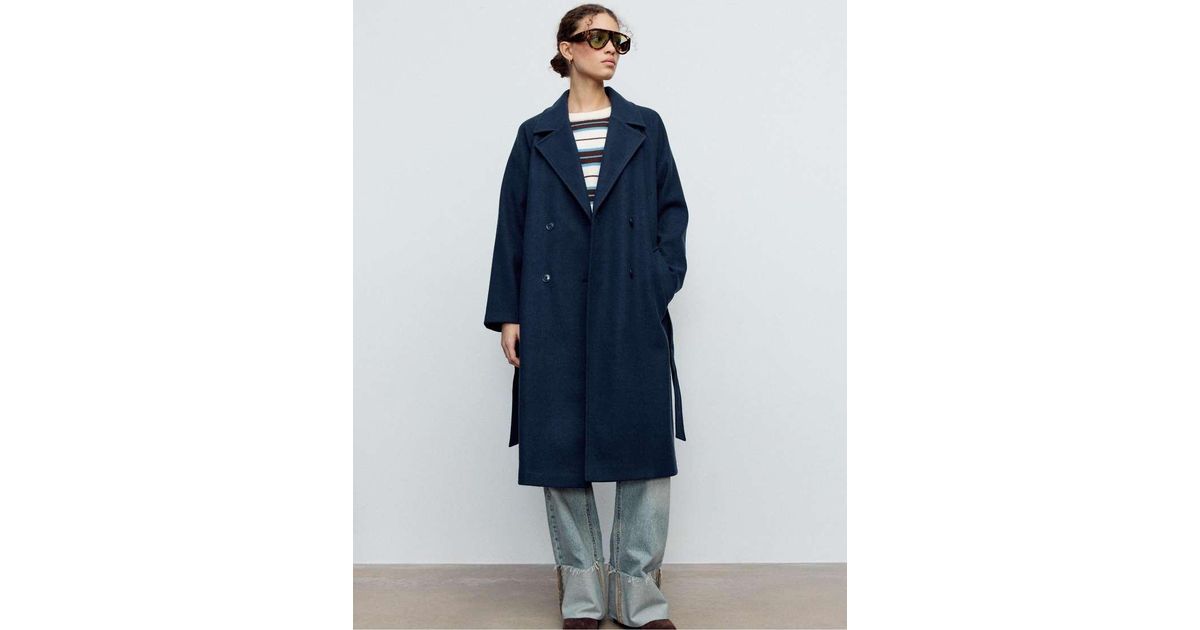 Stradivarius Soft-touch Trench Coat in Blue | Lyst UK