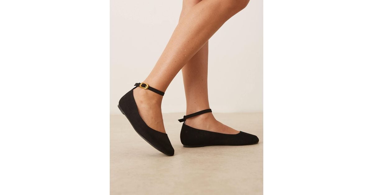 Asos Design Wide Fit Lara Round Toe Ballet Flats in Natural | Lyst