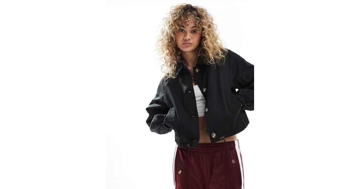 ONLY Cropped Trench Bomber Jacket in Black | Lyst