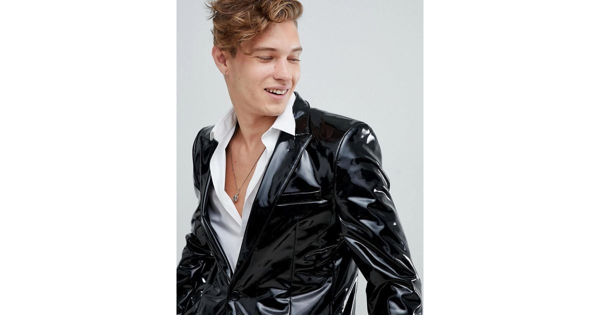 ASOS Skinny Suit Jacket In Black Pvc for Men | Lyst