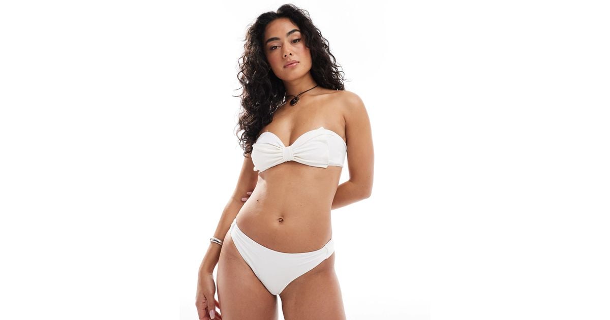 Monki Mix And Match Bikini Bottoms With Bow Detail in White | Lyst