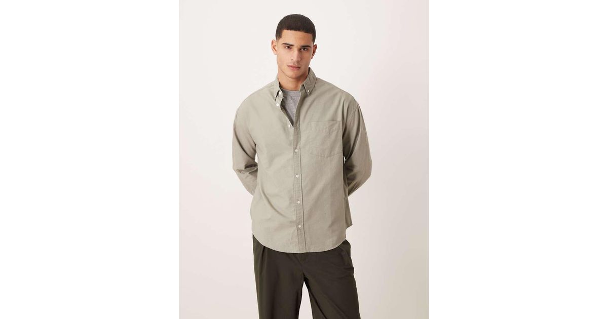 ASOS 90s Oversized Oxford Shirt in Natural for Men | Lyst UK