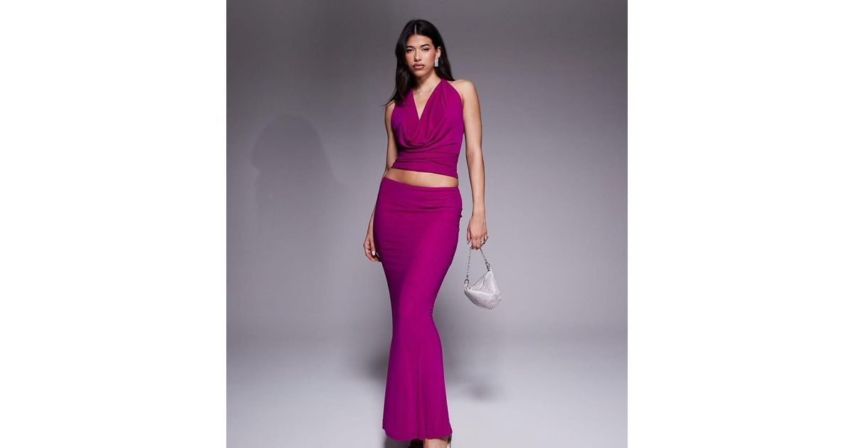 Murci Exclusive Mesh Bodycon Fishtail Maxi Skirt Co-ord in Purple | Lyst UK
