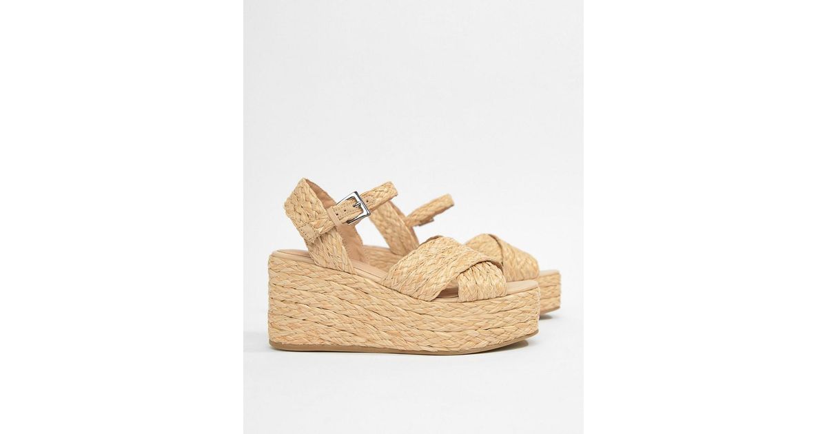 ASOS Thierry Raffia Wedges in Natural | Lyst
